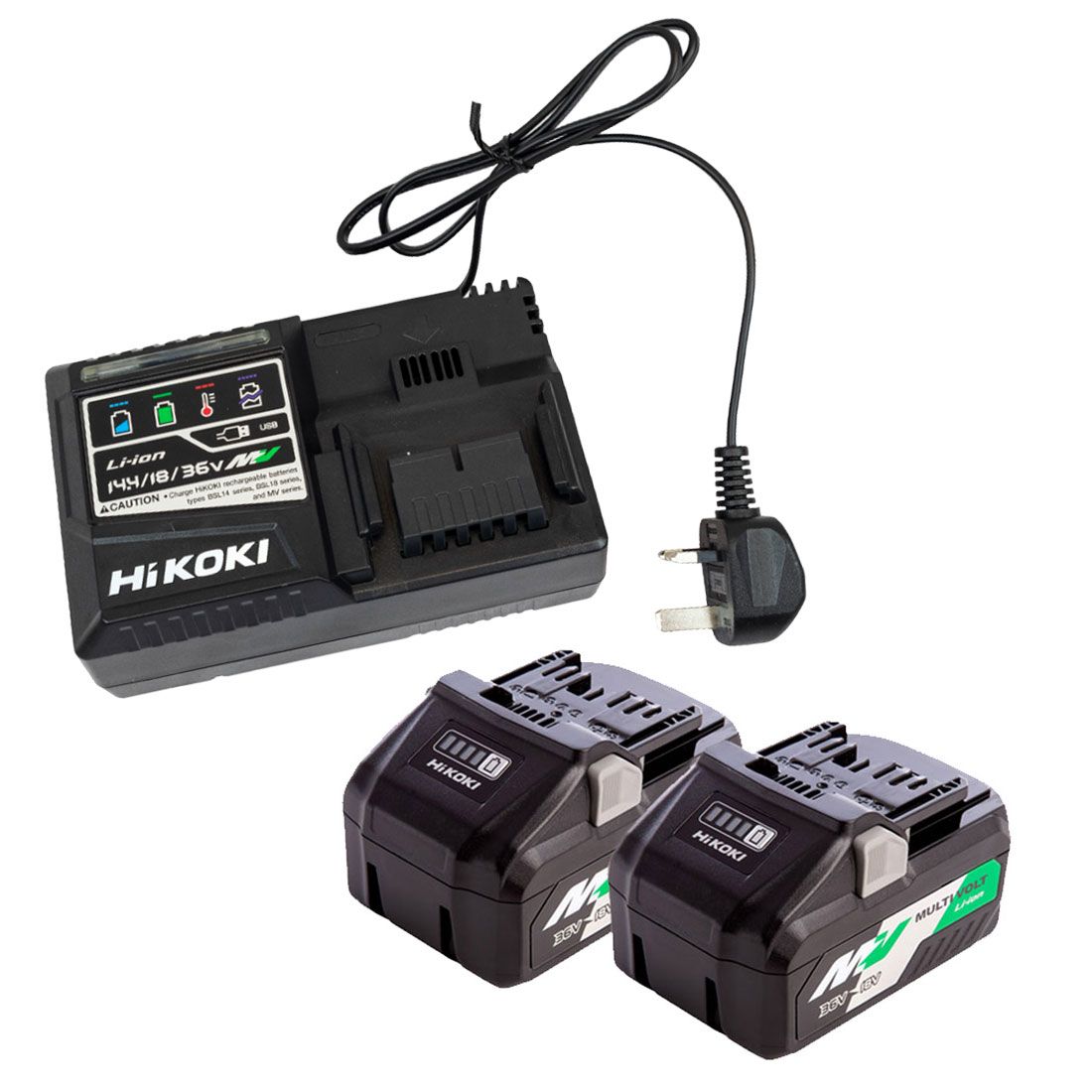 Hikoki Multi Volt Battery Set | 18V/36V 8Ah/4Ah Batteries & Charger ...